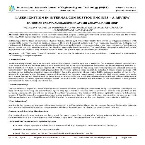IRJET- Laser Ignition in Internal Combustion Engines – A Review | PDF