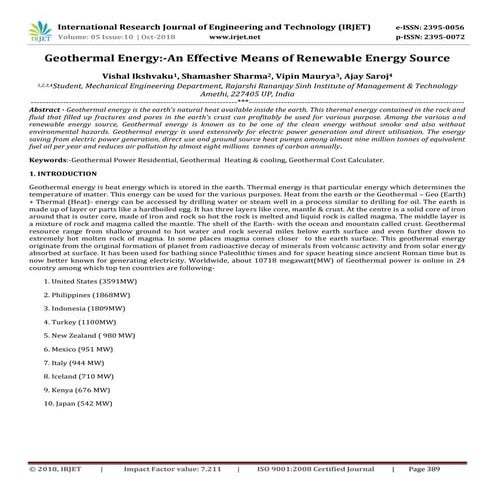 IRJET- Geothermal Energy:-An Effective Means of Renewable Energy Source ...