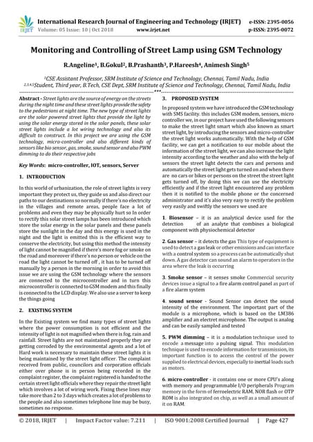 Smart street lighting control system project PPT | PPTX