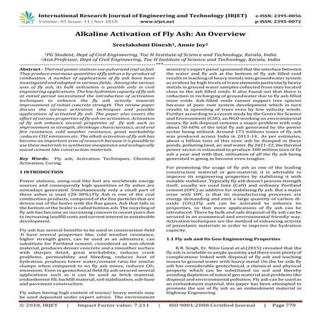IRJET- Alkaline Activation of Fly Ash: An Overview | PDF