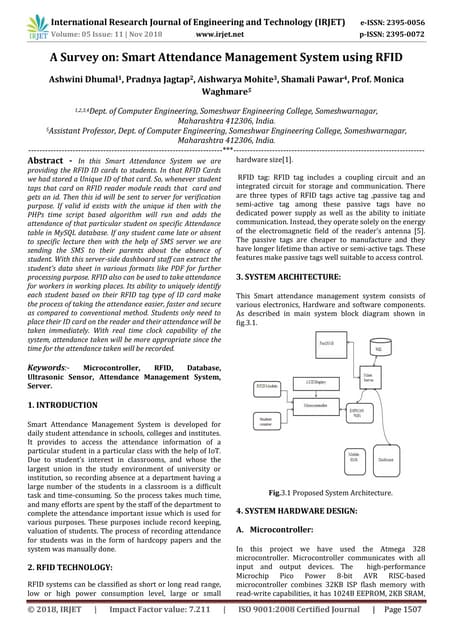 Smart Attendance System using RFID | PPTX