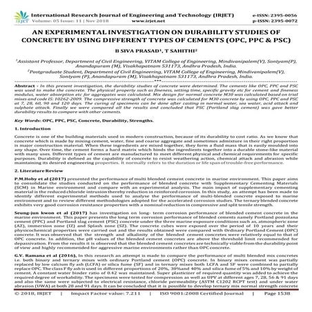 IRJET- An Experimental Investigation on Durability Studies of Concrete by using Different Types ...