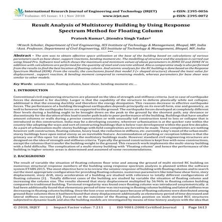 IRJET- Result Analysis of Multistorey Building by using Response Spectrum Method for Floating ...