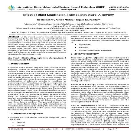 IRJET-Effect of Blast Loading on Framed Structure: A Review | PDF