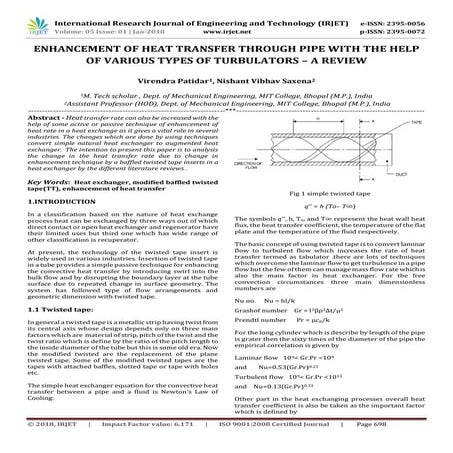IRJET-Enhancement of Heat Transfer through Pipe with the Help of ...