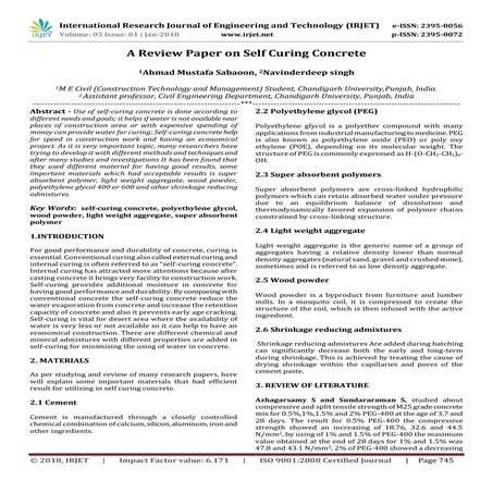 IRJET-A Review Paper on Self Curing Concrete | PDF | Civil Engineering ...