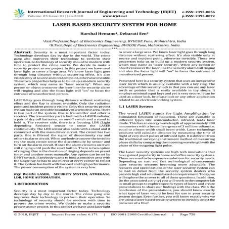 A PROJECT REPORT On LASER SECURITY ALARM SYSTEM | PDF