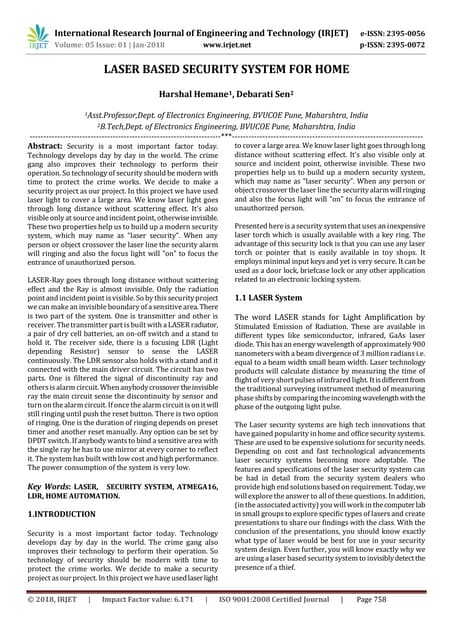 Laser Security System Project report | PDF | Home Security | Home & Garden