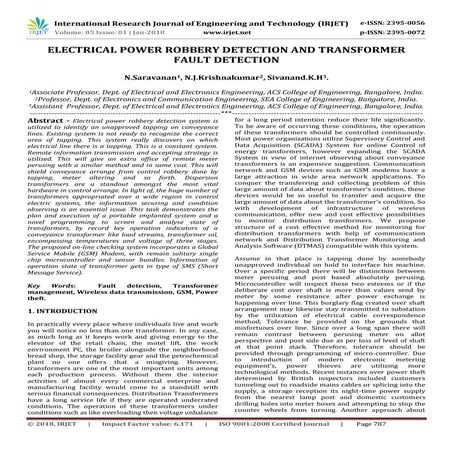 IRJET-Electrical Power Robbery Detection and Transformer Fault Detection | PDF