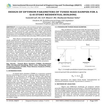 IRJET- Design of Optimum Parameters of Tuned Mass Damper for a G+8 Story Residential Building ...
