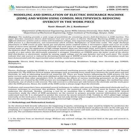 IRJET- Modeling and Simulation of Electric Discharge Machine (EDM) and WEDM using COMSOL ...