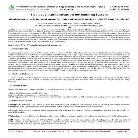 IRJET- Two Level Authentication for Banking System | PDF
