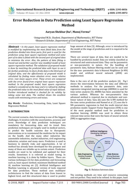 Irjet Error Reduction In Data Prediction Using Least Square Regression 6836