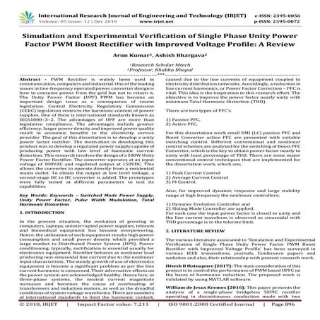 Irjet Simulation And Experimental Verification Of Single Phase Unity 1718