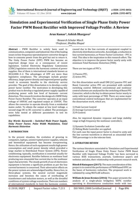 Irjet Simulation And Experimental Verification Of Single Phase Unity 1718