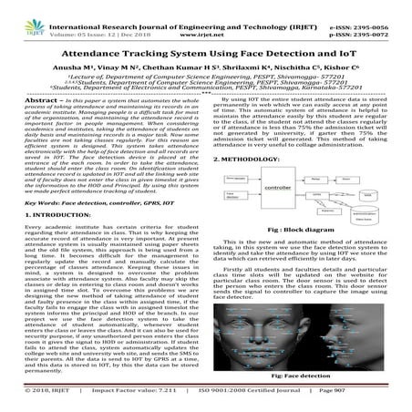 Irjet Attendance Tracking System Using Face Detection And Iot Pdf