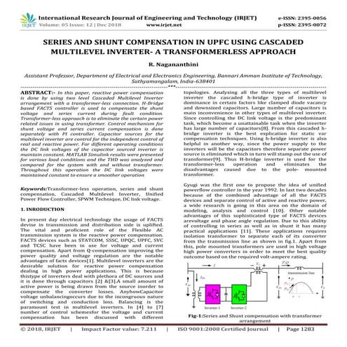 IRJET- Series and Shunt Compensation in UPFC using Cascaded Multilevel Inverter- A ...