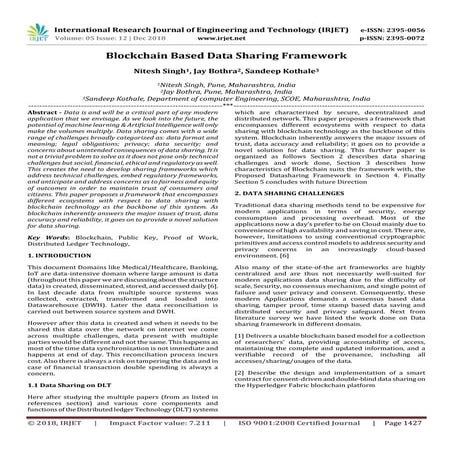 Irjet Blockchain Based Data Sharing Framework Pdf Databases Computer Software And