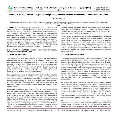 IRJET- Analysis of Centrifugal Pump Impellers with Modified Micro ...