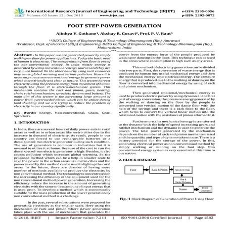 IRJET- Foot Step Power Generation | PDF
