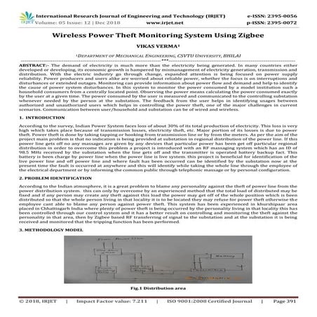 IRJET- Wireless Power Theft Monitoring System using Zigbee | PDF