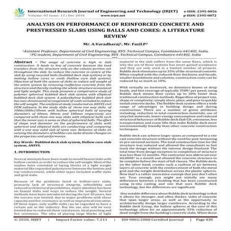Irjet Analysis On Performance Of Reinforced Concrete And Prestressed