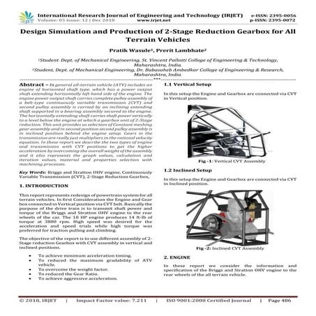 Irjet Design Simulation And Production Of 2 Stage Reduction Gearbox