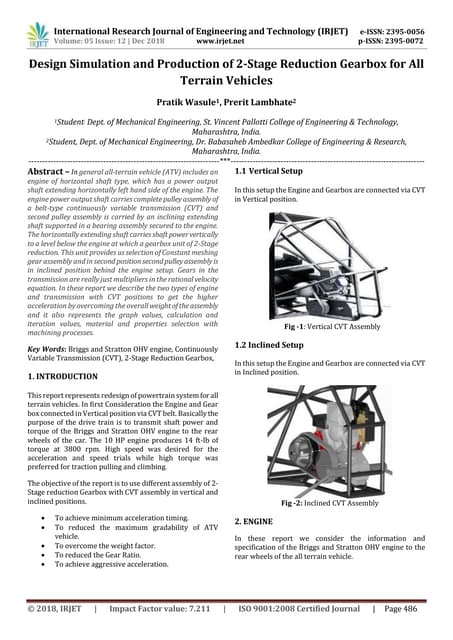 Irjet Design Simulation And Production Of 2 Stage Reduction Gearbox