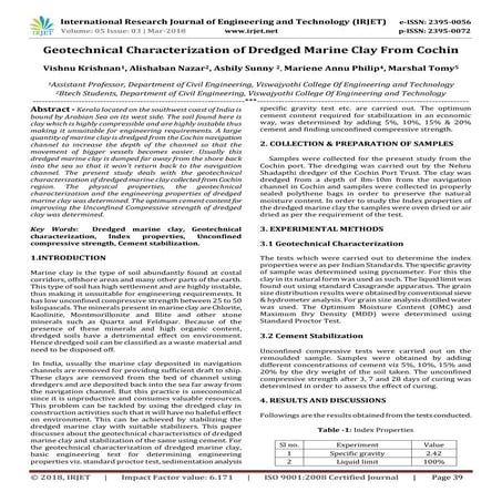 Geotechnical Characterization of Dredged Marine Clay from Cochin | PDF