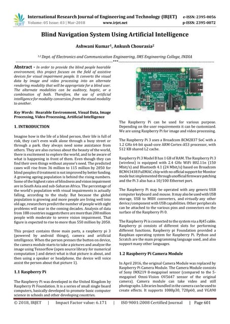 Irjet Blind Navigation System Using Artificial Intelligence Pdf