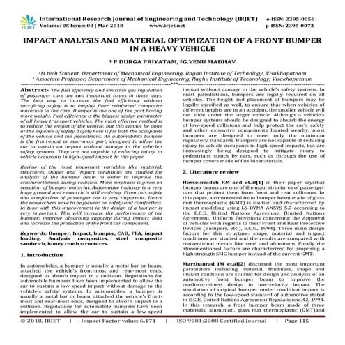 Review on Design and Analysis of Front Bumper | PDF