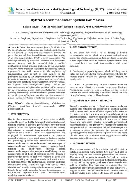 MOVIE RECOMMENDATION SYSTEM.pptx | Operating Systems | Computer ...