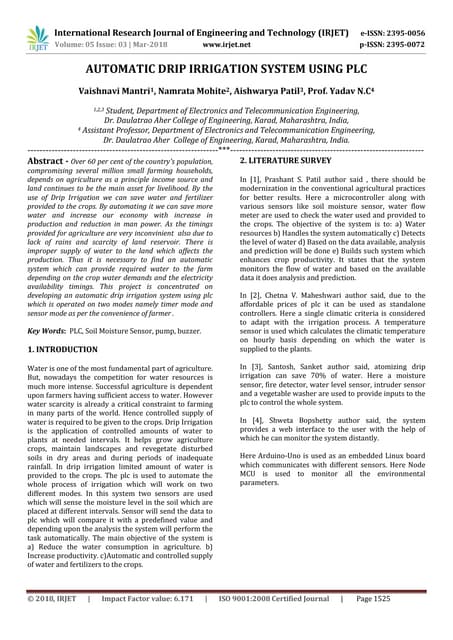 IRJET- Automatic Drip Irrigation System Using PLC | PDF IRJET- Automatic Drip Irrigation System Using PLC | PDF