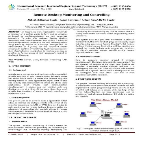 Irjet Remote Desktop Monitoring And Controlling Pdf Operating