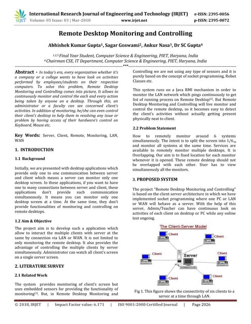 Irjet Remote Desktop Monitoring And Controlling Pdf Operating