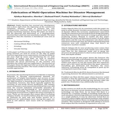 IRJET- Fabrication of Multi-Operation Machine for Disaster Management | PDF