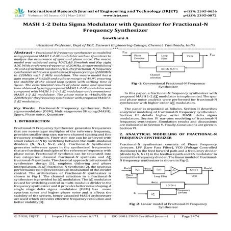 IRJET- MASH 1-2 Delta Sigma Modulator with Quantizer for Fractional-N ...