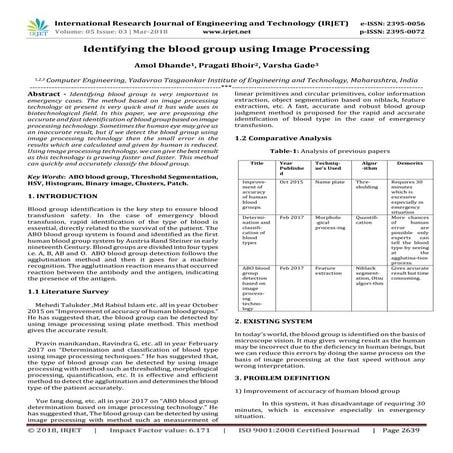 IRJET- Identifying the Blood Group using Image Processing | PDF