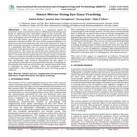IRJET- Smart Mirror using Eye Gaze Tracking | PDF