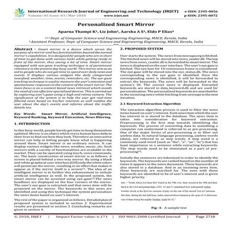 IRJET- Personalized Smart Mirror | PDF