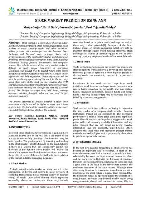 Stock Market Prediction using Machine Learning | PPT