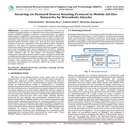 IRJET- Securing on Demand Source Routing Protocol in Mobile Ad-Hoc Networks by Wormhole Attacks ...