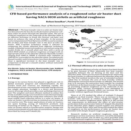 IRJET- CFD based Performance Analysis of a Roughened Solar Air Heater ...