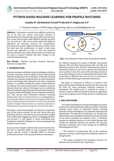 Irjet Python Based Machine Learning For Profile Matching Pdf