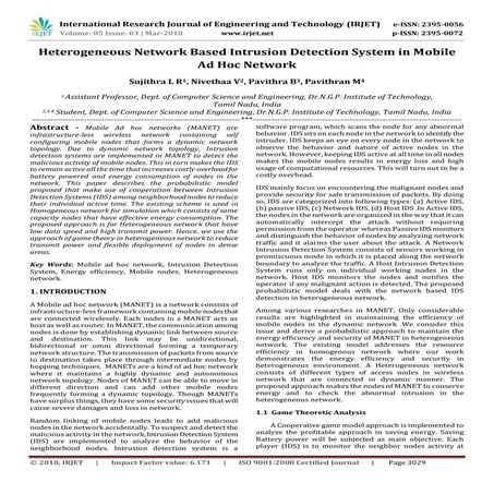 Irjet Heterogeneous Network Based Intrusion Detection System In Mobile