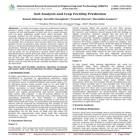 IRJET- Soil Analysis and Crop Fertility Prediction | PDF