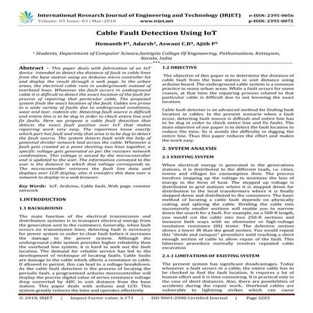 Irjet Cable Fault Detection Using Iot Pdf