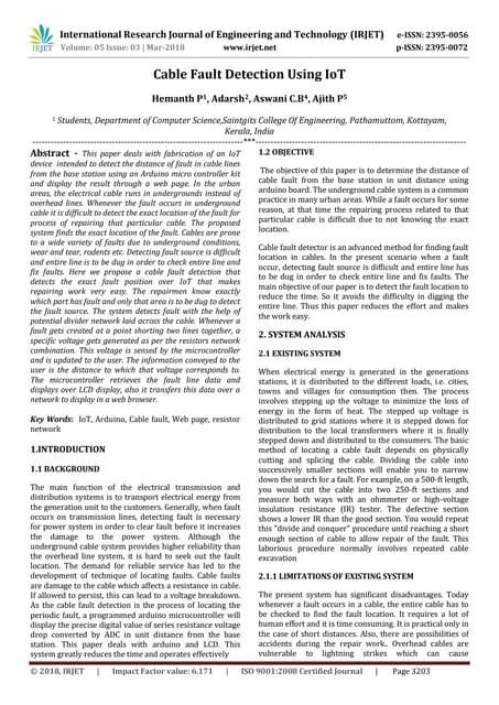 Irjet Cable Fault Detection Using Iot Pdf