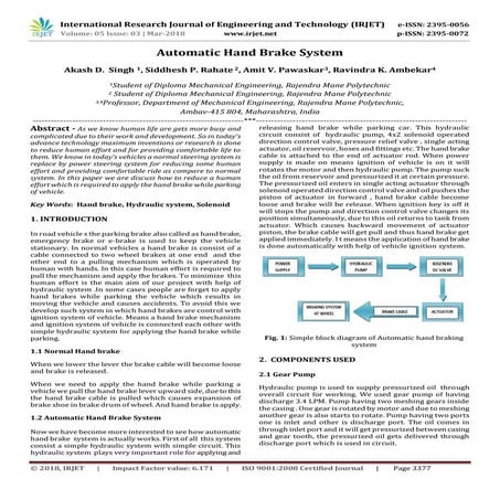 IRJET- Automatic Hand Brake System | PDF