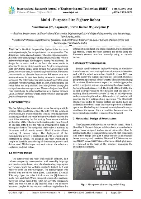 IRJET- Automatic Fire Extinguishing Robot without Manual Control | PDF